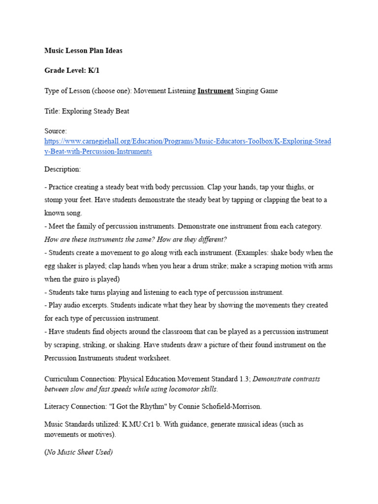 10 Instrument Lesson Plans 1 | PDF | Musical Instruments | Curriculum