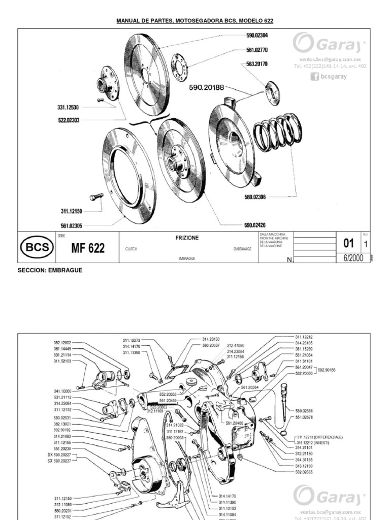 Manual de Partes Segadora BCS 622 | PDF