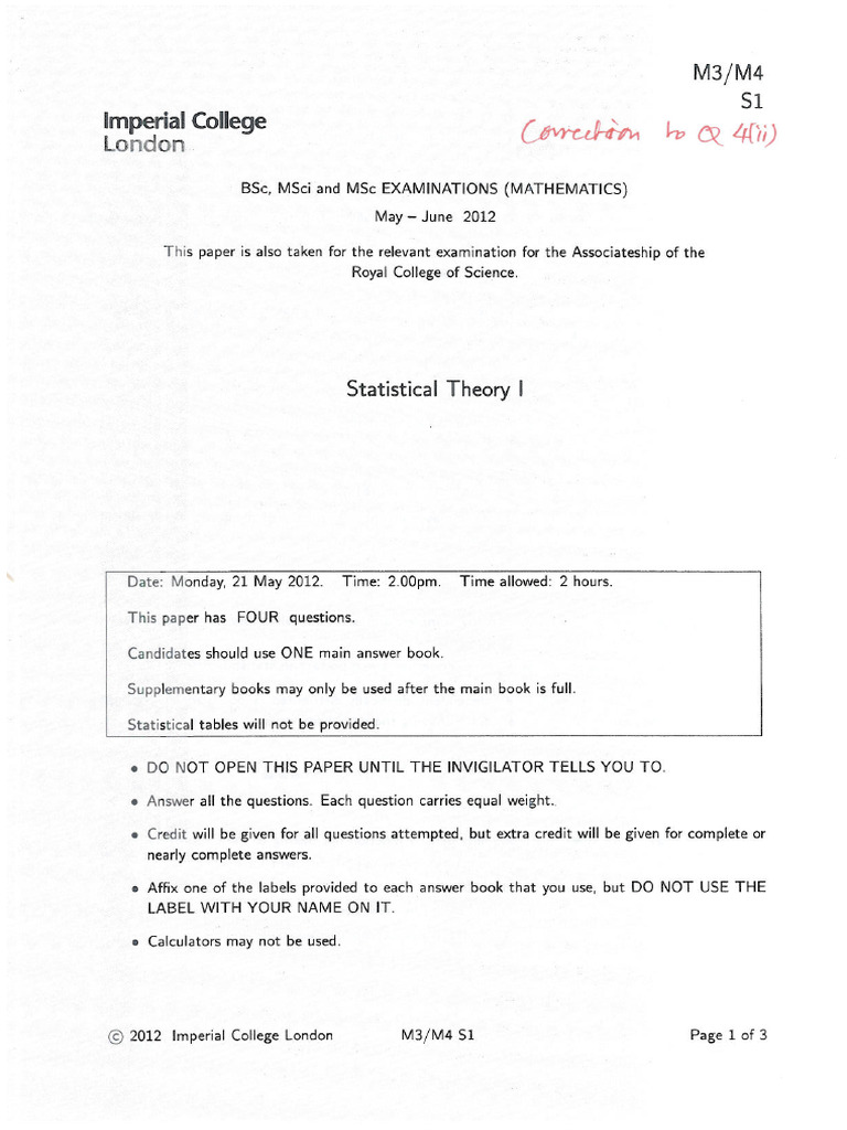 Statistical Theory Practice | PDF