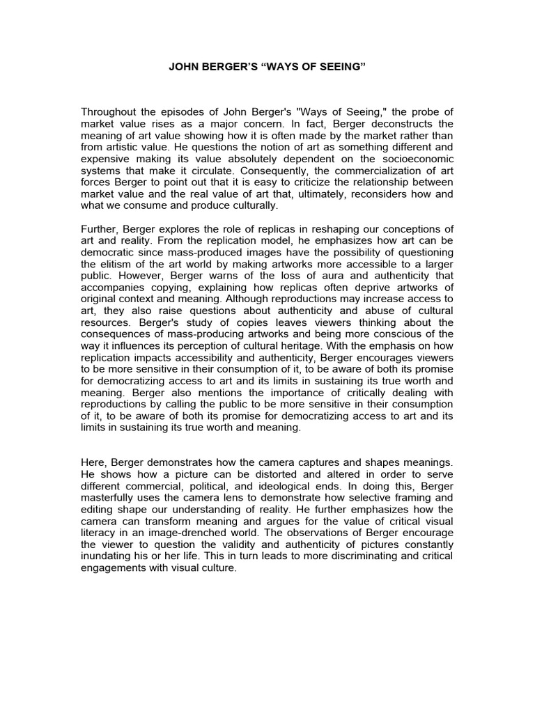 John Bergers Ways of Seeing | PDF | Image | Camera