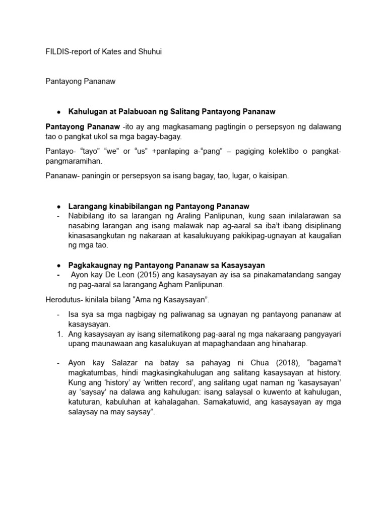 Fildis Report 1 | PDF