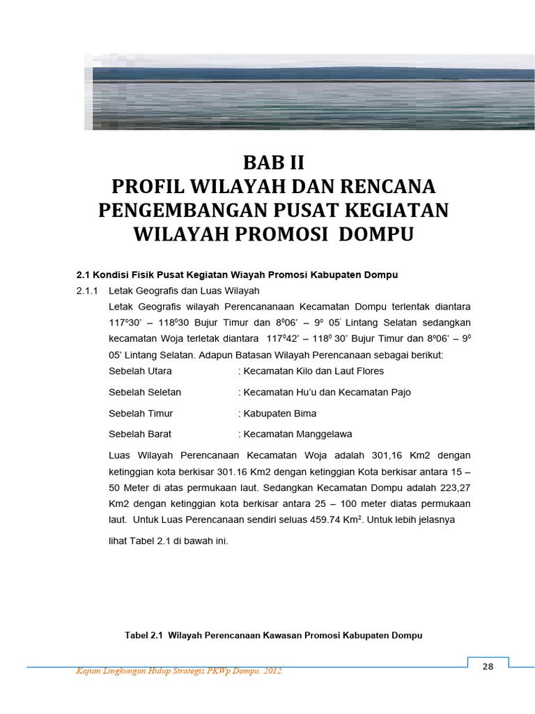 Bab 2 KLHS DOmpu 2012 - Final Gambaran Umum WIlayah | PDF