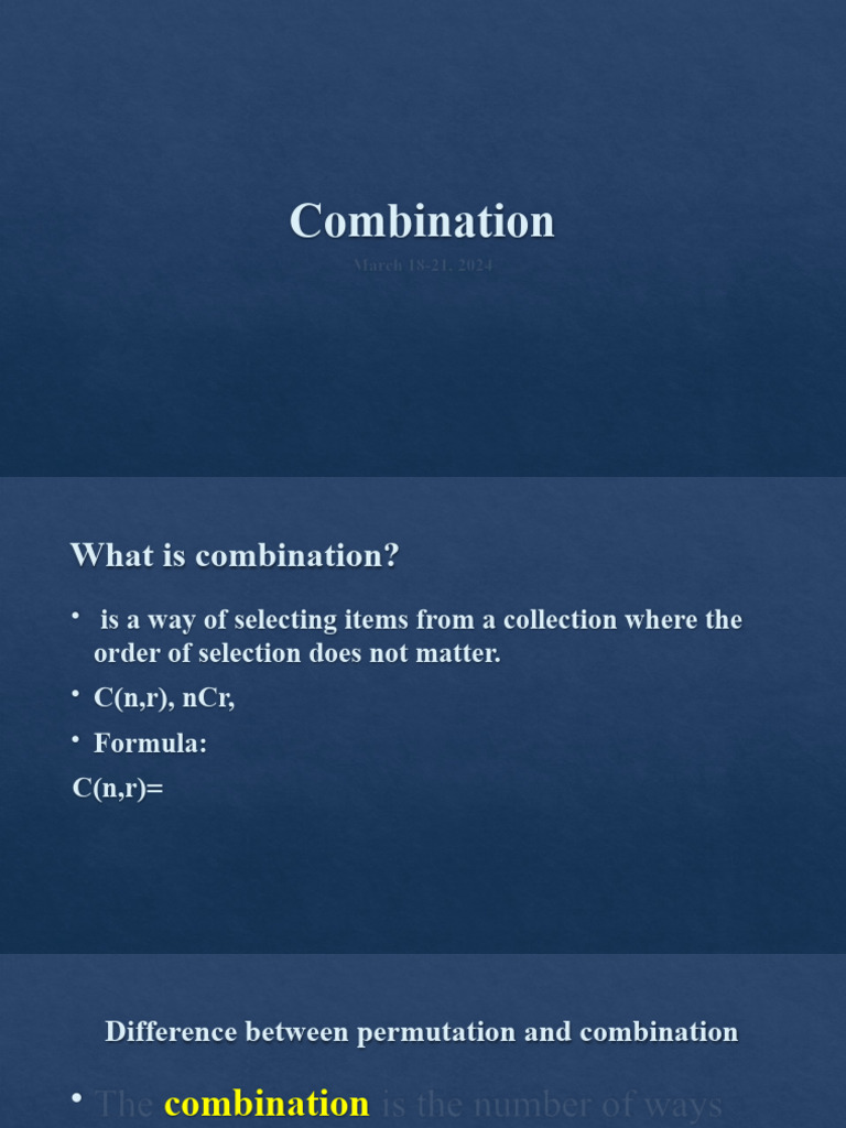 Combination | PDF | Mathematical Concepts | Mathematics