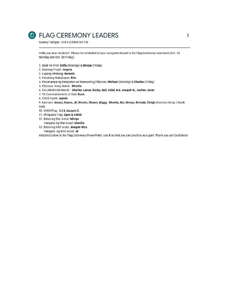 Flag Ceremony | PDF