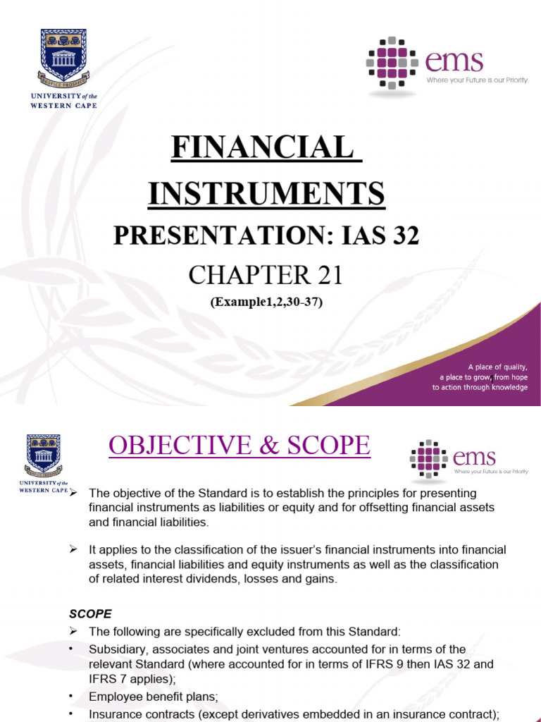 IAS 32 Financial Instruments Overview | PDF | Equity (Finance) | Stocks
