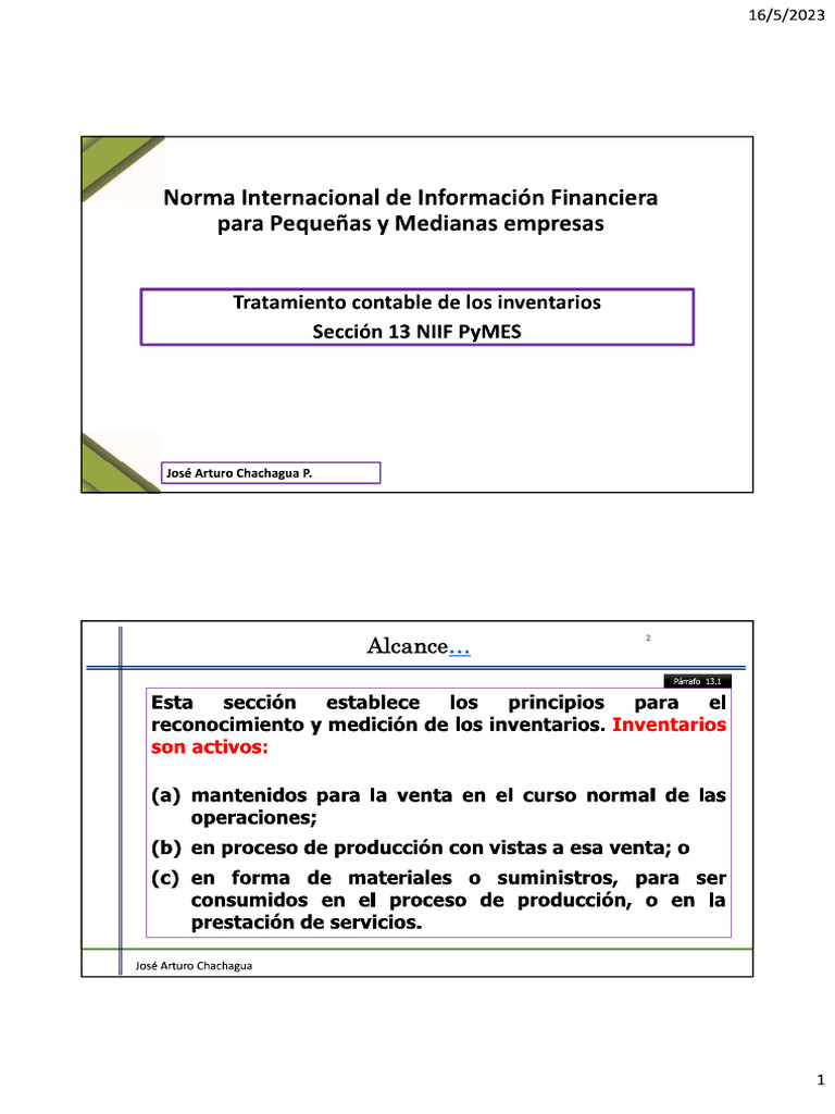 Tratamiento Contable Inventario Sec 13 NIIF PyMES | PDF