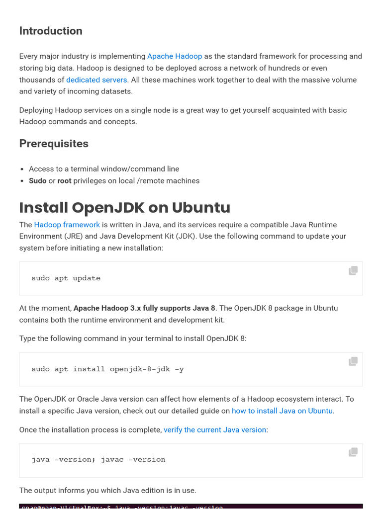 How To Install Hadoop On Ubuntu 18.04 or 20.04 | PDF | Apache Hadoop | Secure Shell