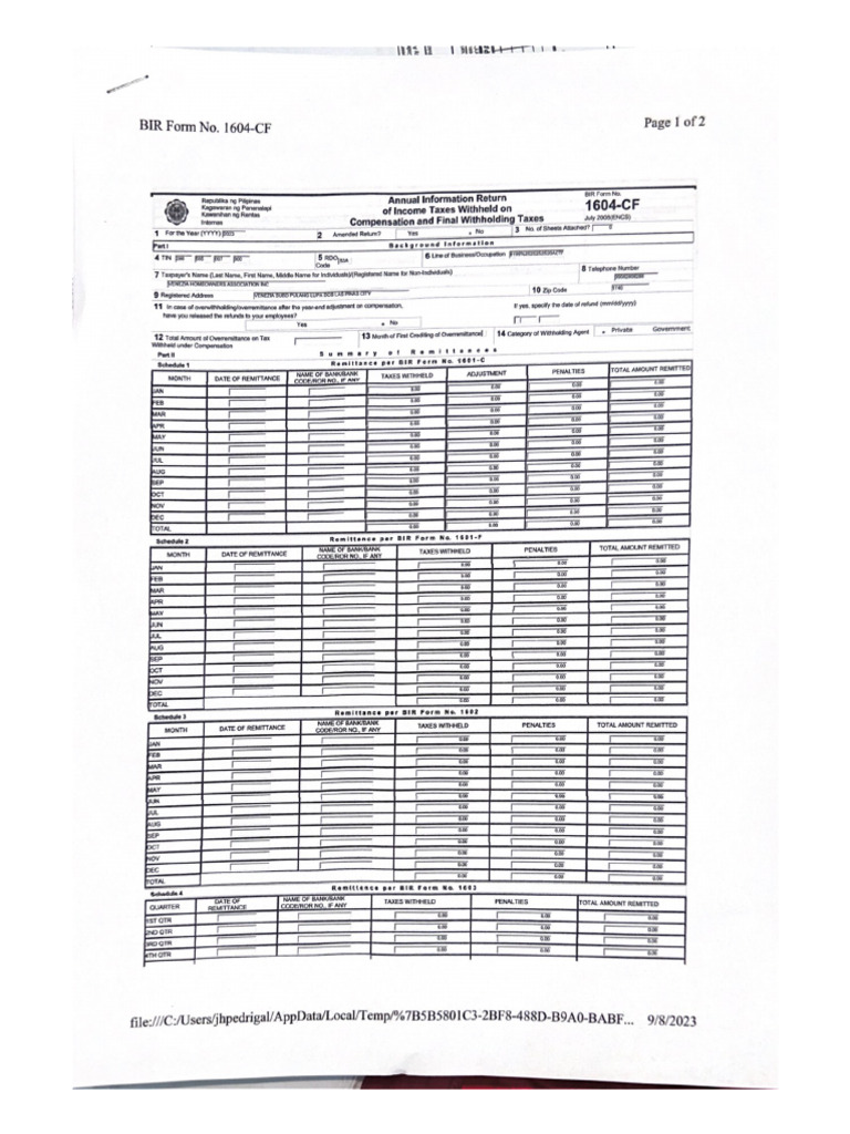 BIR Form No. 1604-CF | PDF