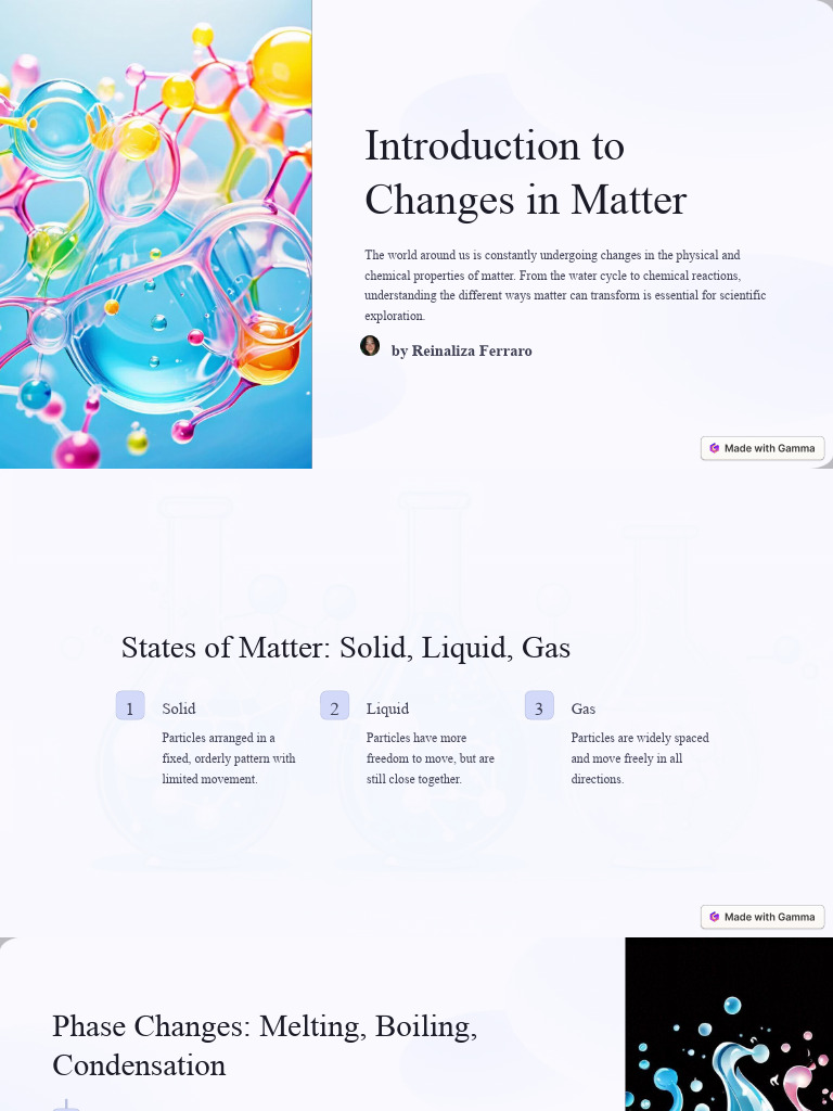 Intro to Matter Changes for Students | PDF | Chemical Substances | Liquids
