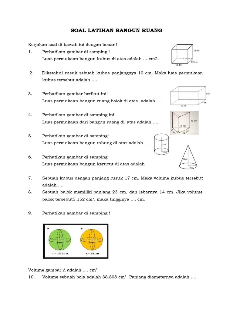 Soal Latihan Bangun Ruang | PDF | Seni
