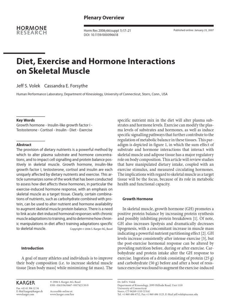 Diet, Exercise and Hormone Interactions On Skeletal Muscle | PDF ...