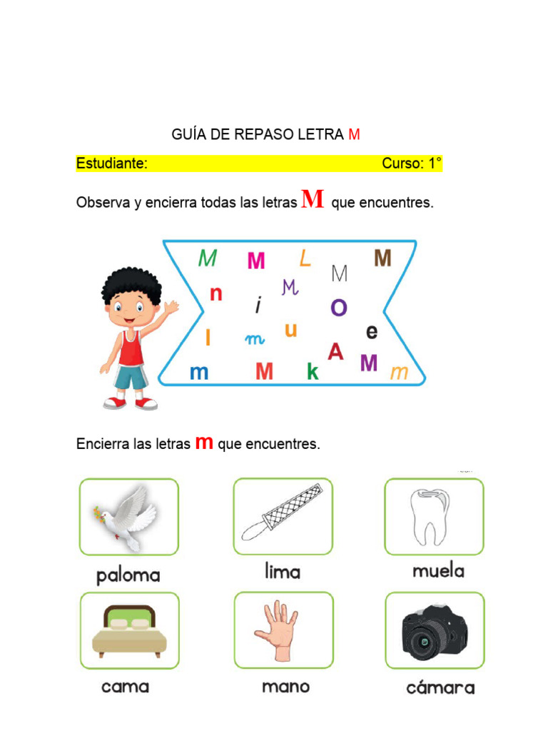 Guía de Repaso Letra Estudiante: Curso: 1° Observa y Encierra Todas Las ...