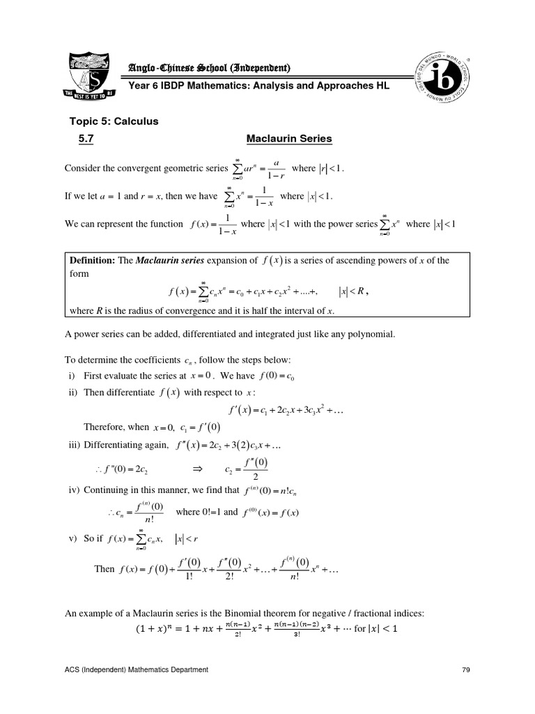 5.7 Maclaurin Series | PDF | Power Series | Mathematical Analysis