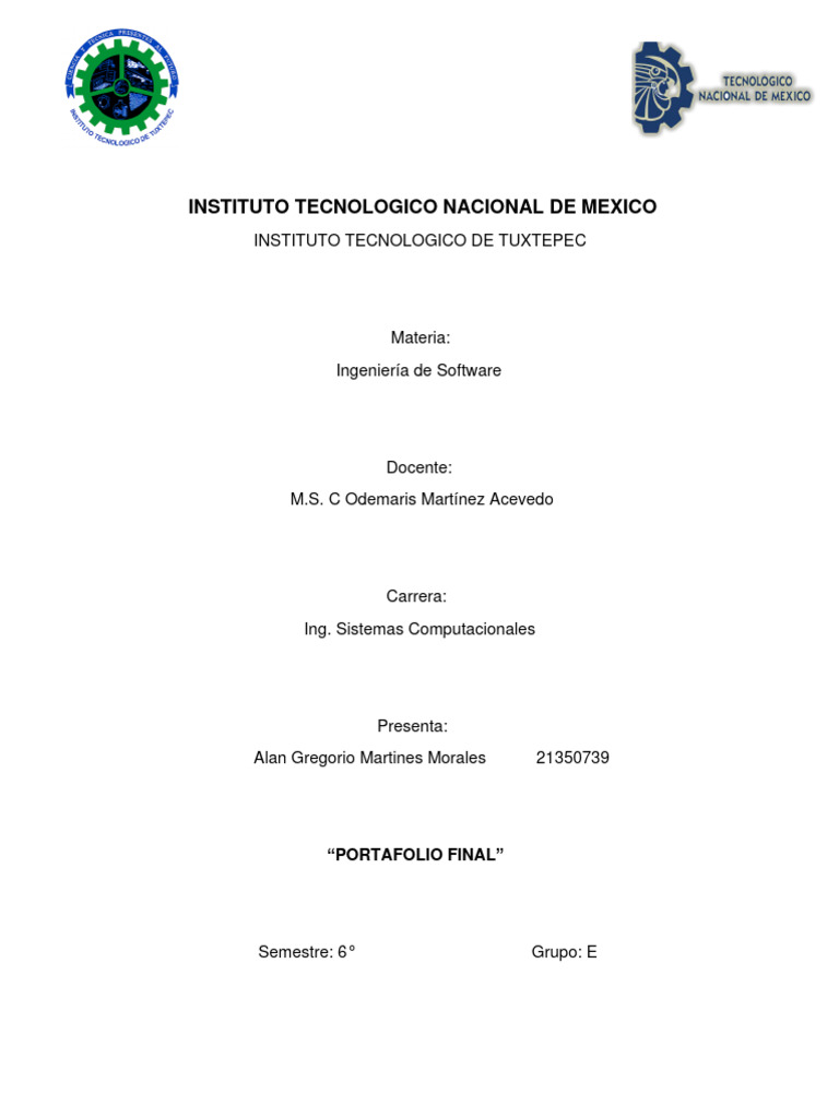 Portafolio Final de Ingeniería de Software | PDF | Ingeniería de ...