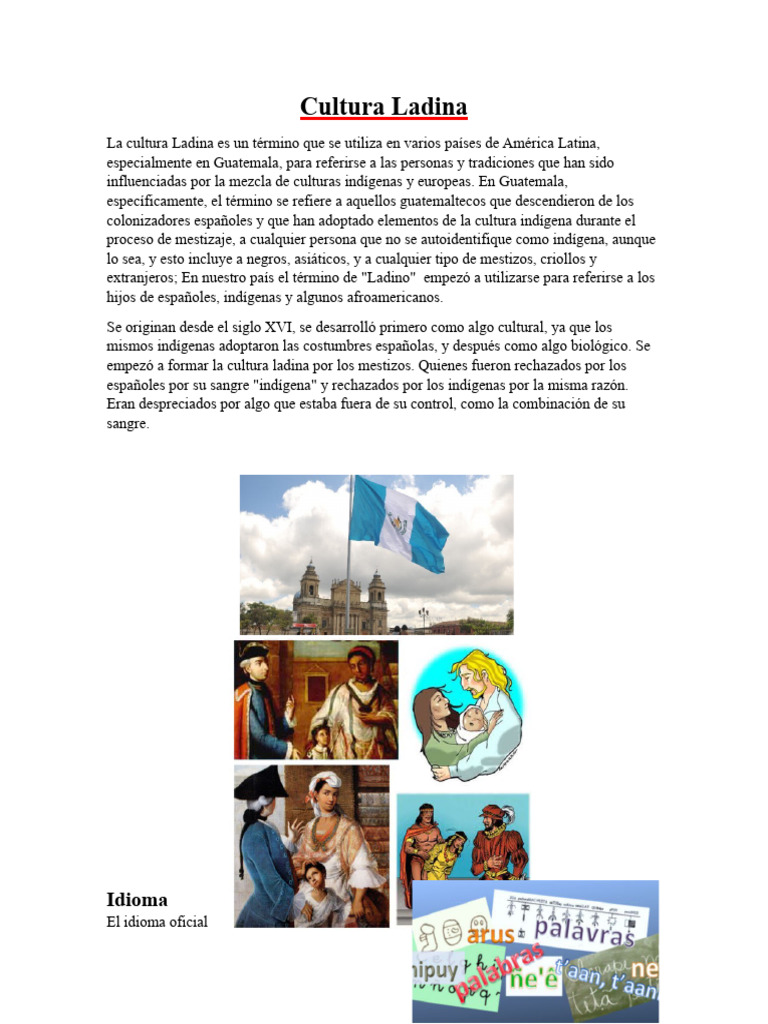 Cultura Ladina en Guatemala: Historia y Tradiciones | PDF | Guatemala ...