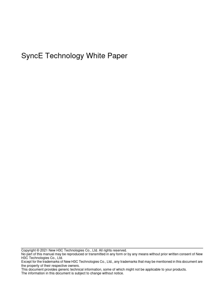 SyncE Technology White Paper | PDF | Information And Communications ...