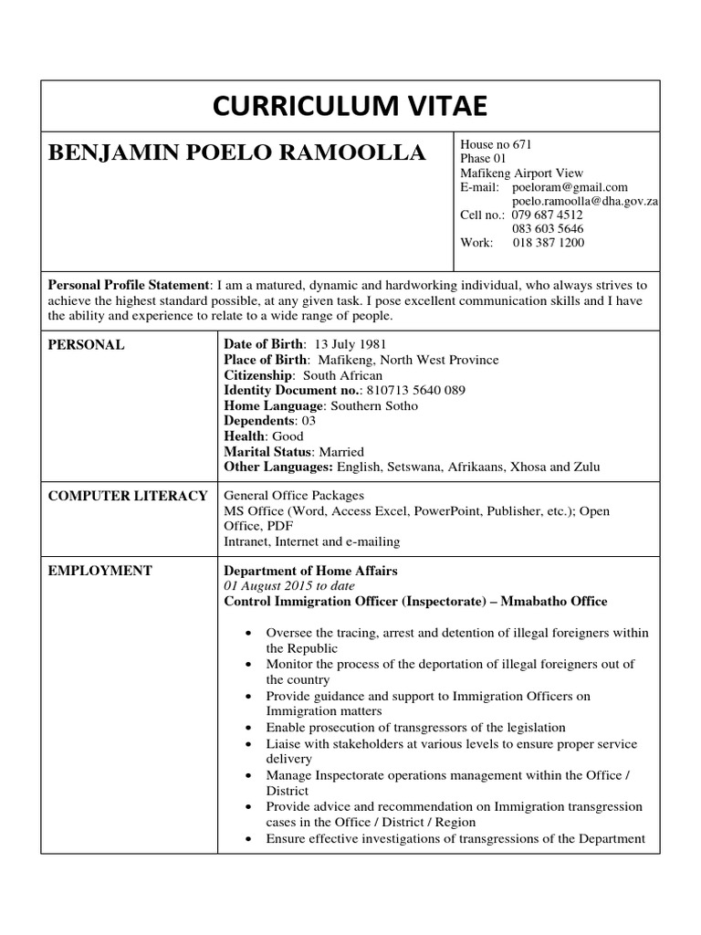 Curriculum Vitae | Download Free PDF | Identity Document | Search Warrant