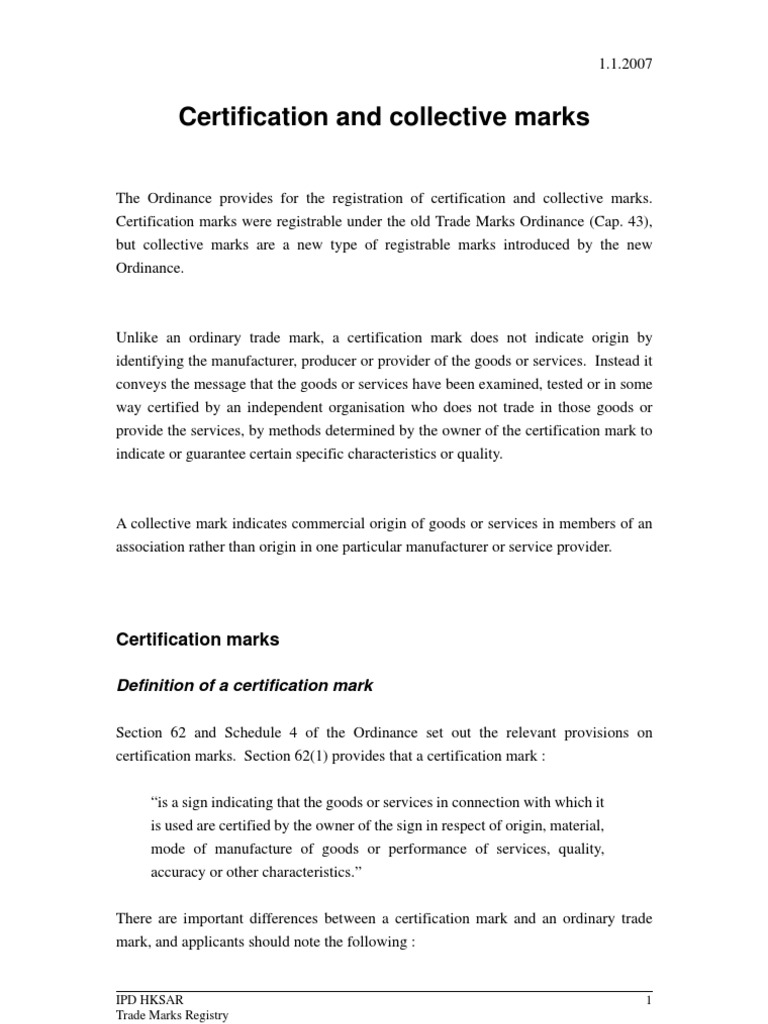 Certification and Collective Marks | PDF | Domain Name Registrar ...