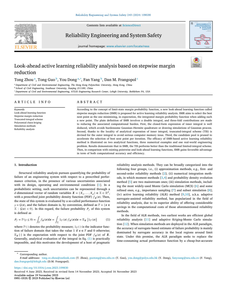 Look Ahead Active Learning Reliability Analysis - 2024 - Reliability Engineerin | PDF ...