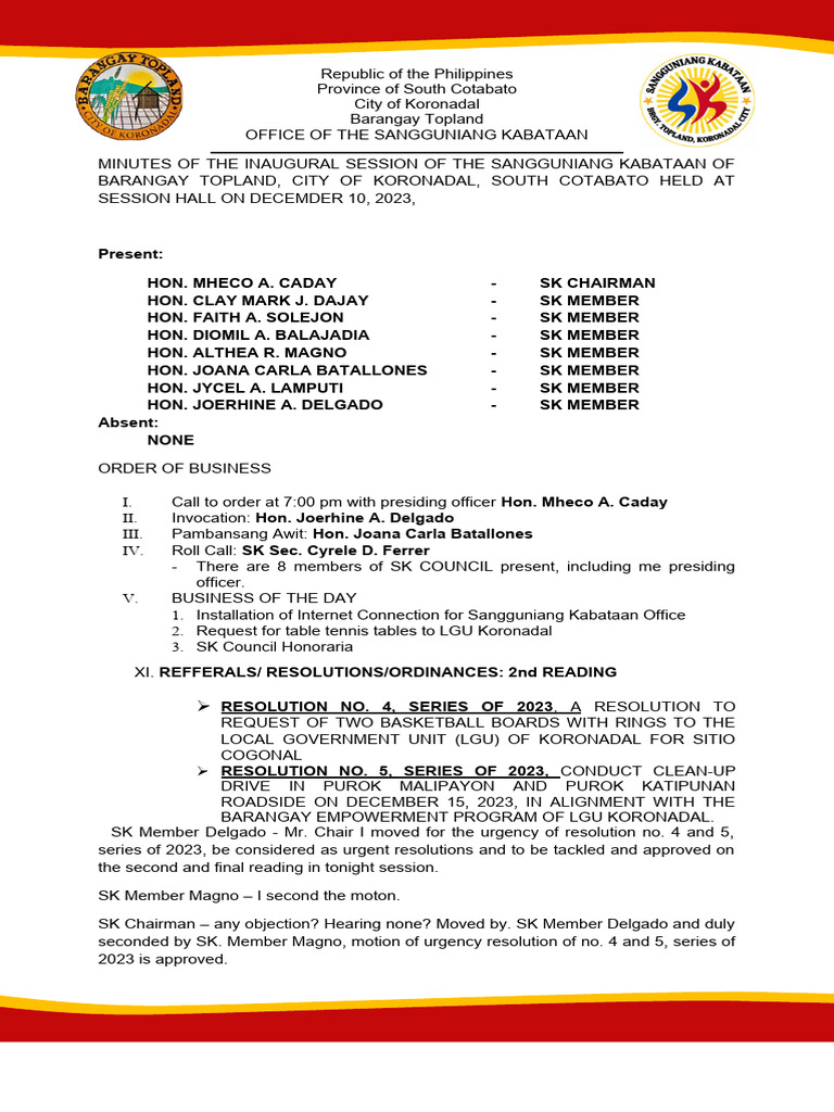 SK Council Resolutions Overview | PDF