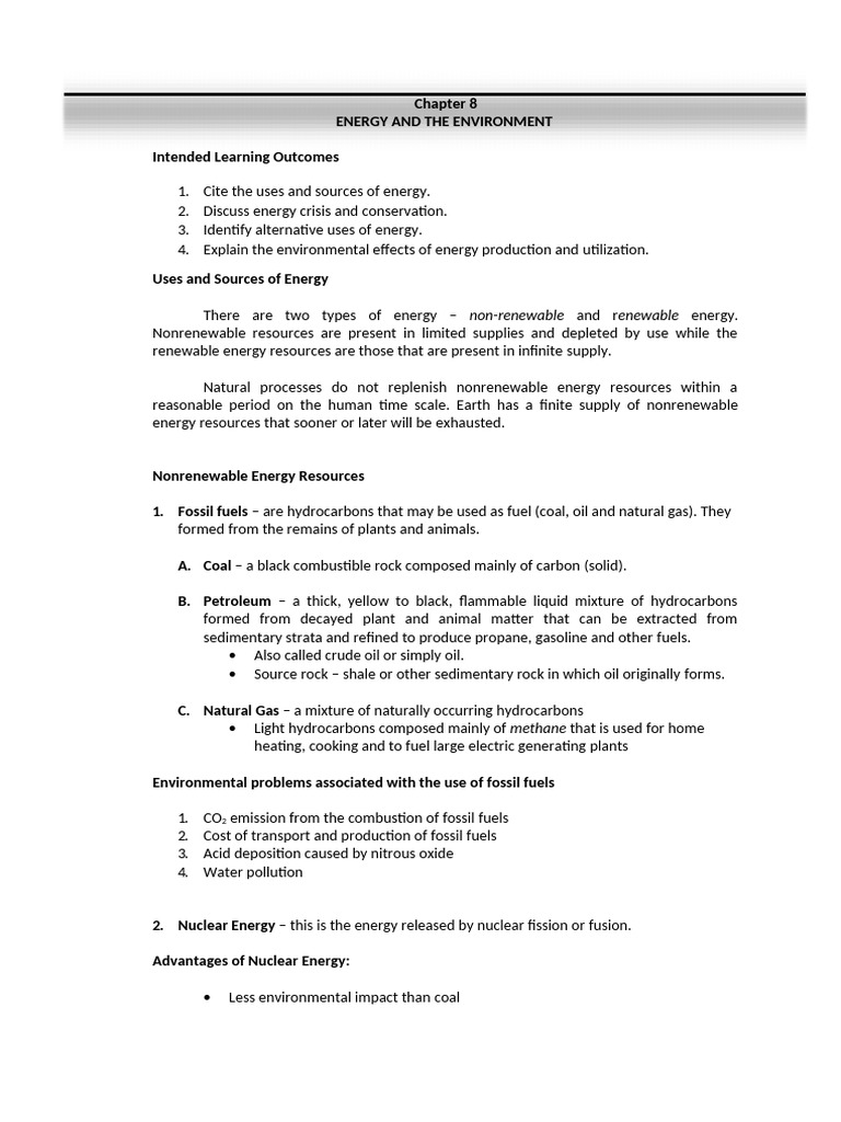 8 Energy and The Environment BSBA | PDF | Fuels | Energy Development
