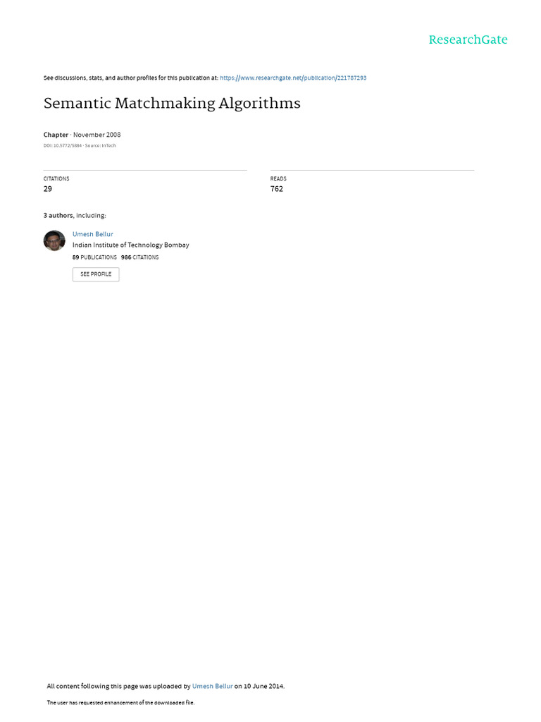 Semantic Matchmaking Algorithms: November 2008 | PDF | Web Service | Soap