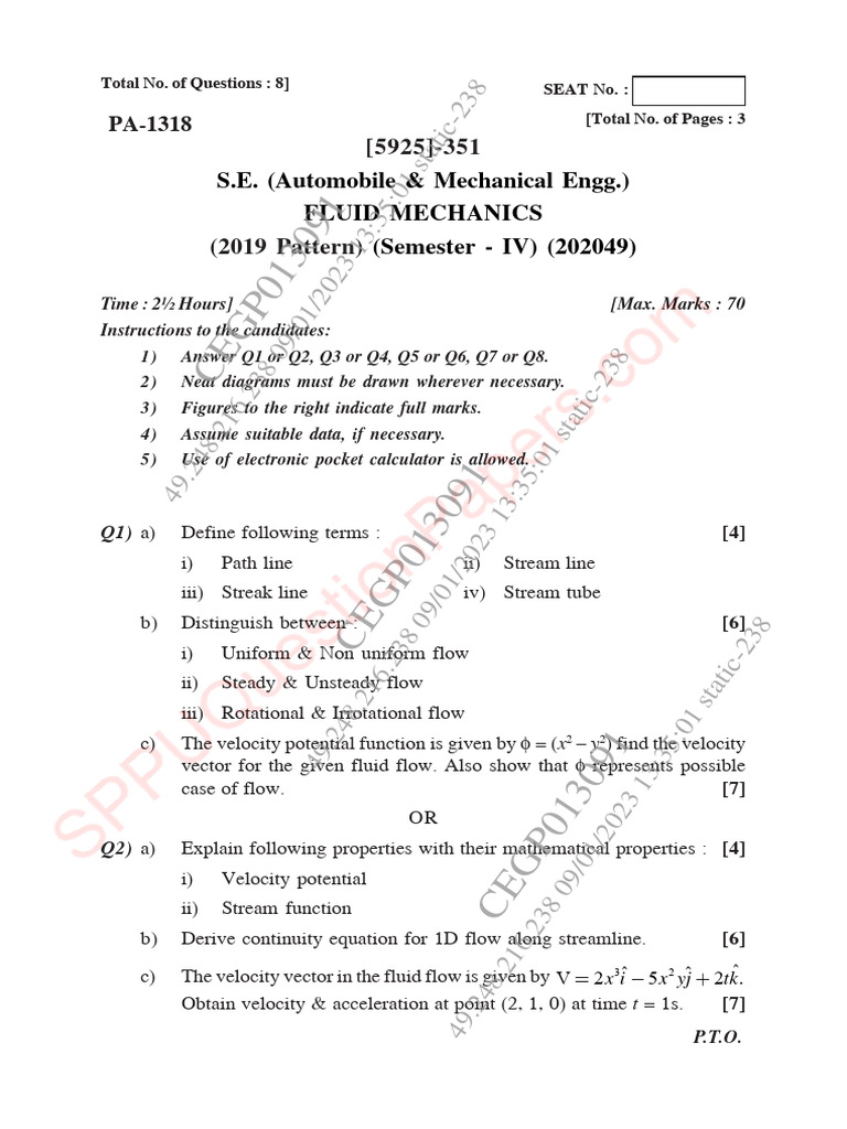 Be Mechanical Engineering Semester 4 2022 November Fluid Mechanics Fm ... Be Mechanical Engineering Semester 4 2022 November Fluid Mechanics Fm ...