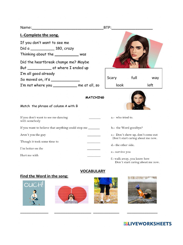Dua Lipa - Worksheet | PDF