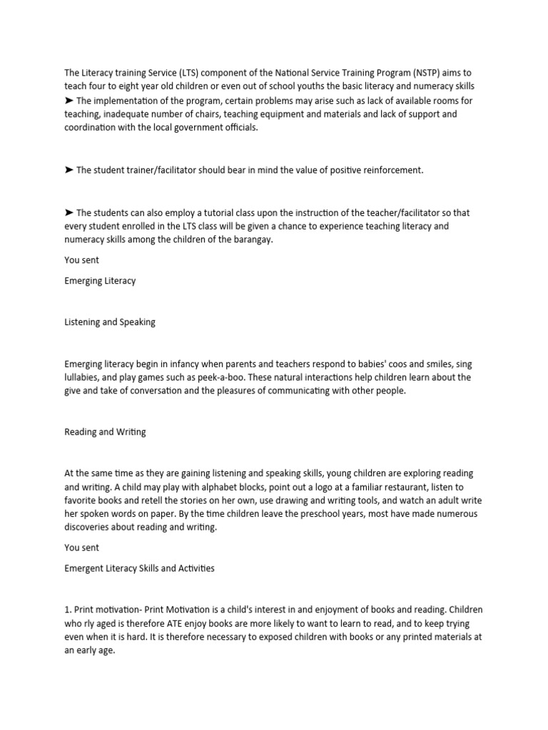 The Literacy Training Service | PDF | Literacy | Human Communication