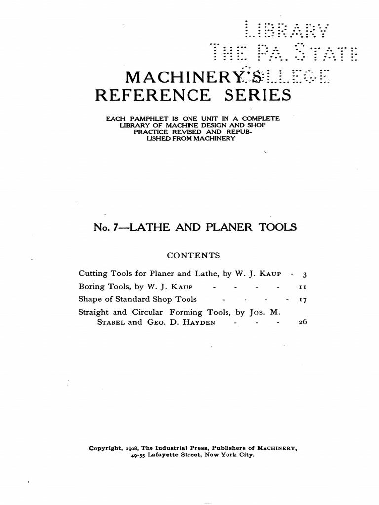 Machinerys Reference Series No 7 | PDF | Crafts | Machining