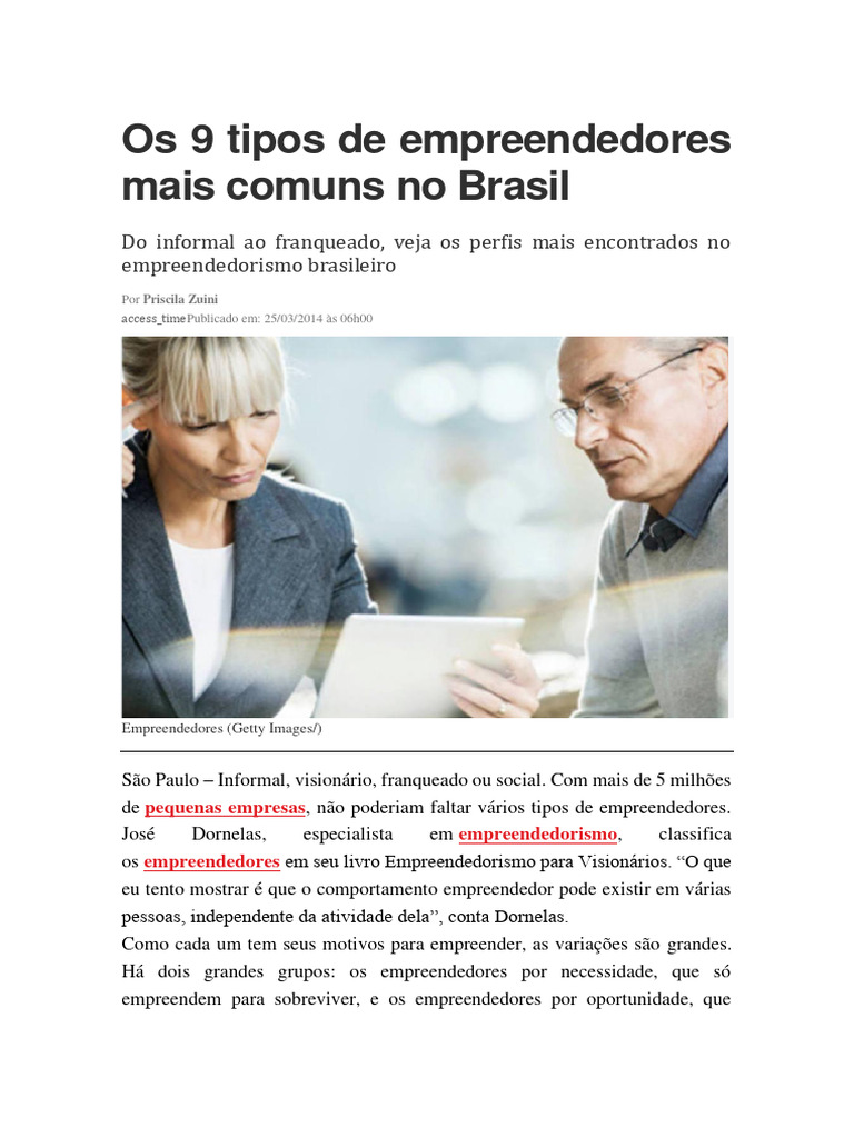 Os 9 Tipos de Empreendedores Mais Comuns No Brasil | Download grátis ... Os 9 Tipos de Empreendedores Mais Comuns No Brasil | Download grátis ...