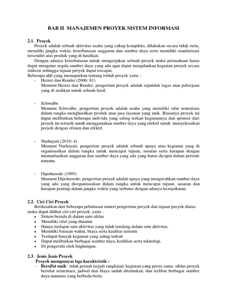 Bab II - Manajemen Proyek Sistem Informasi | PDF