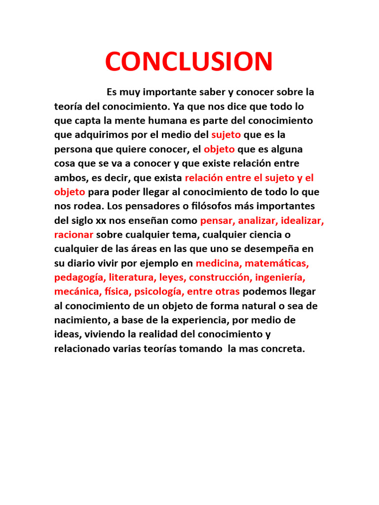 CONCLUSION | PDF | Filosofía | Ciencia y matemáticas