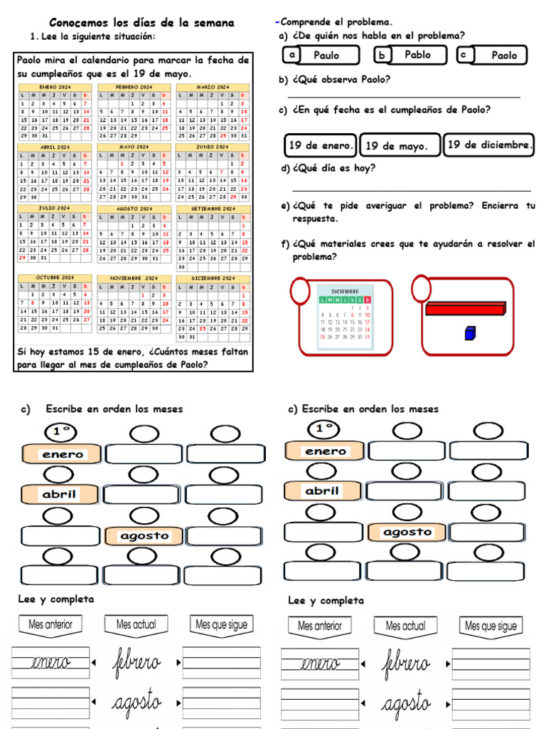 FICHA MAT Los Meses Del Año1 | PDF | Calendario