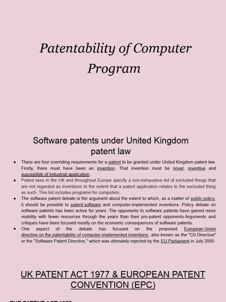 UK Software Patentability Explained | PDF | Patent | Invention