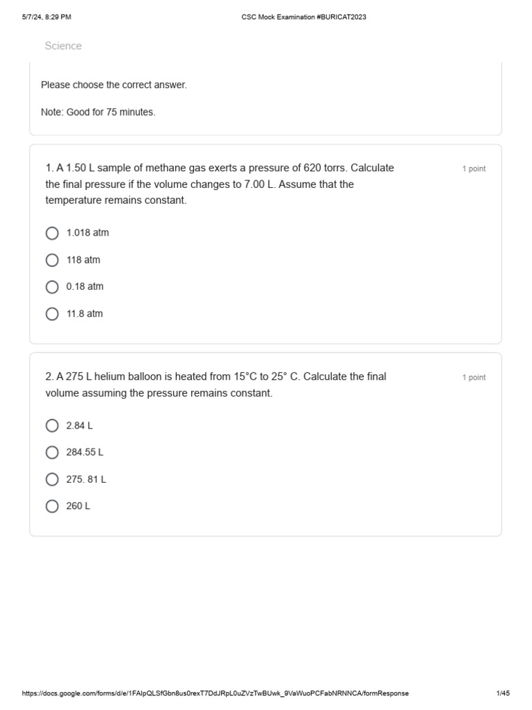 CSC Mock Examination #BURICAT2023 Page 4 | PDF | Liquids | Dna