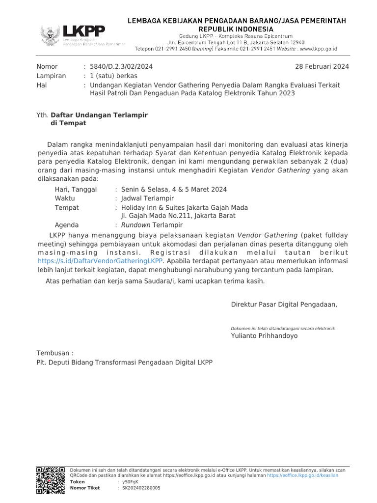 Undangan Vendor Gathering 2024 | PDF