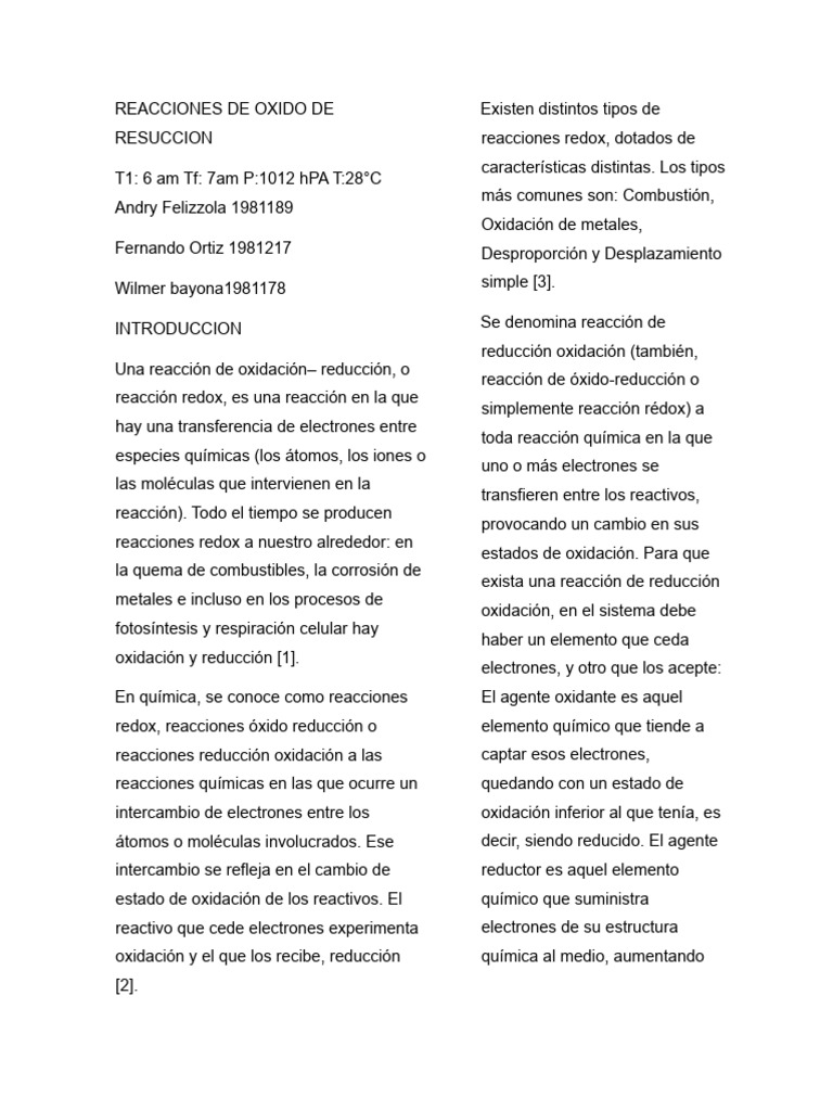 LB 5 Oxido Reduccion - 240424 - 221714 | PDF | Redox | Hierro