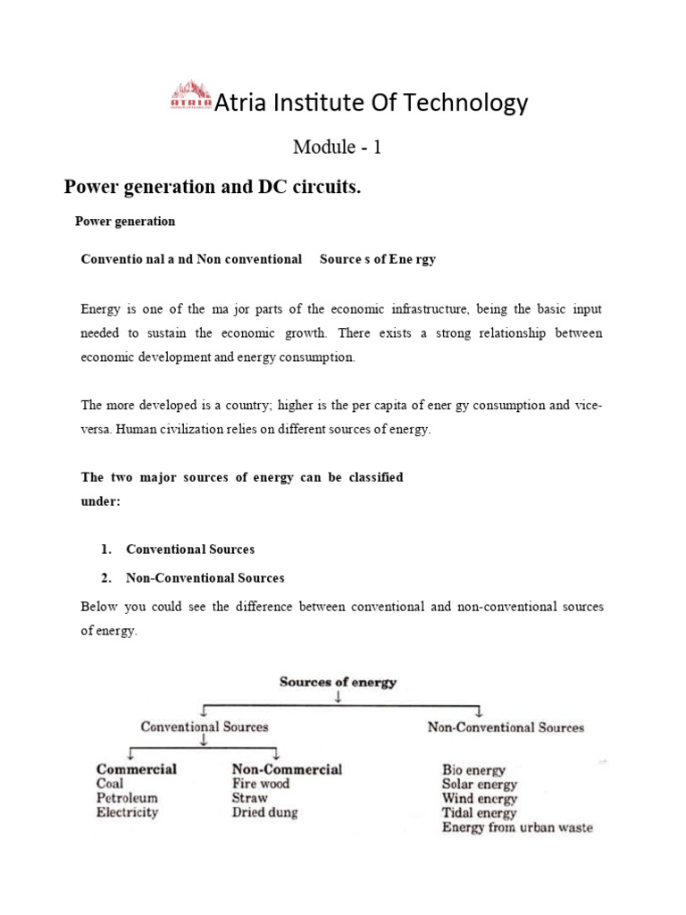 Module 1 - Power Generation and DC Circuits | PDF | Electrical Resistance And Conductance ...