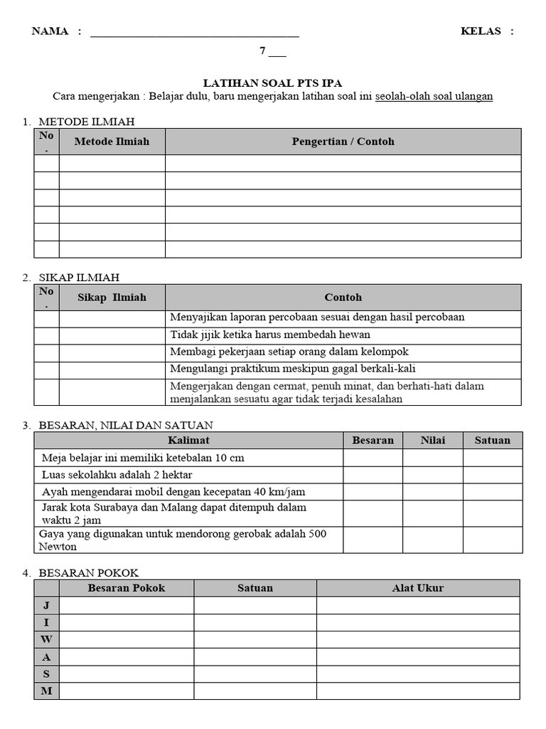 Latihan Soal PTS 1 | PDF
