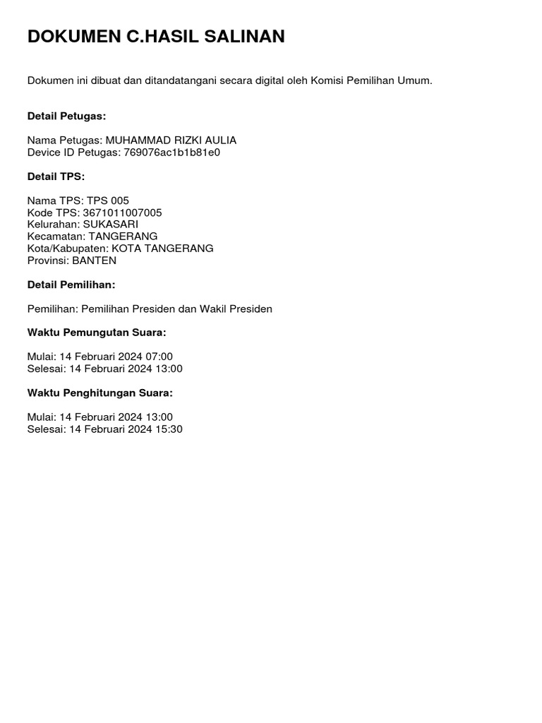 Salinan C Hasil | PDF | Politik