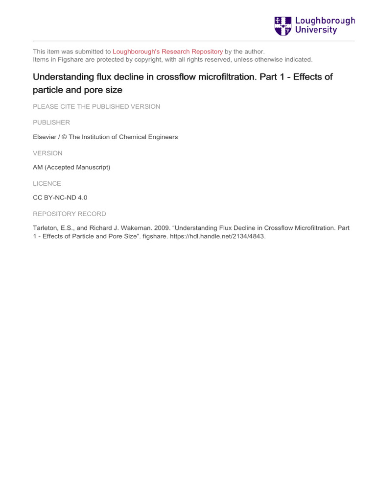 Understanding Flux Decline | PDF | Filtration | Porosity