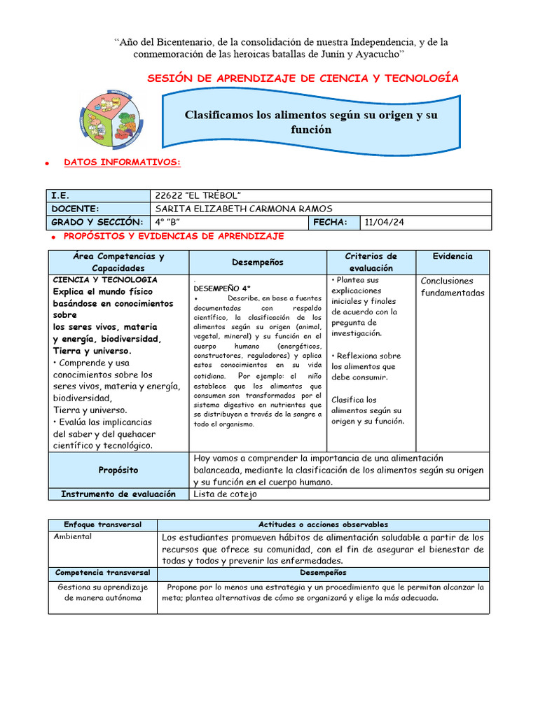 Clasificacion de Alimentos | PDF | Alimentos | Aprendizaje