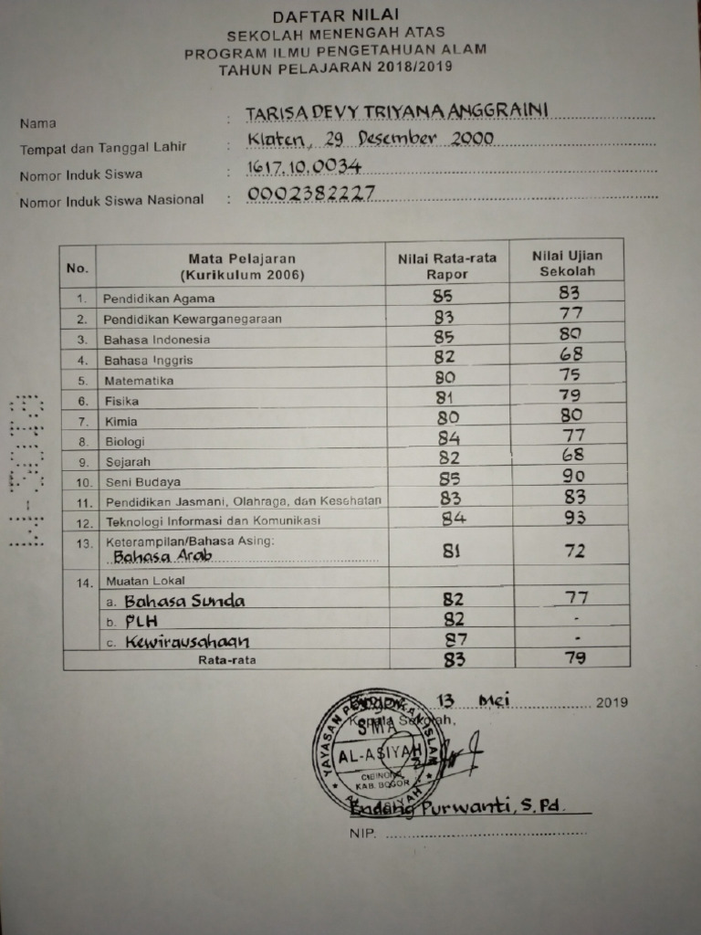 Scan FC Transkrip Nilai | PDF