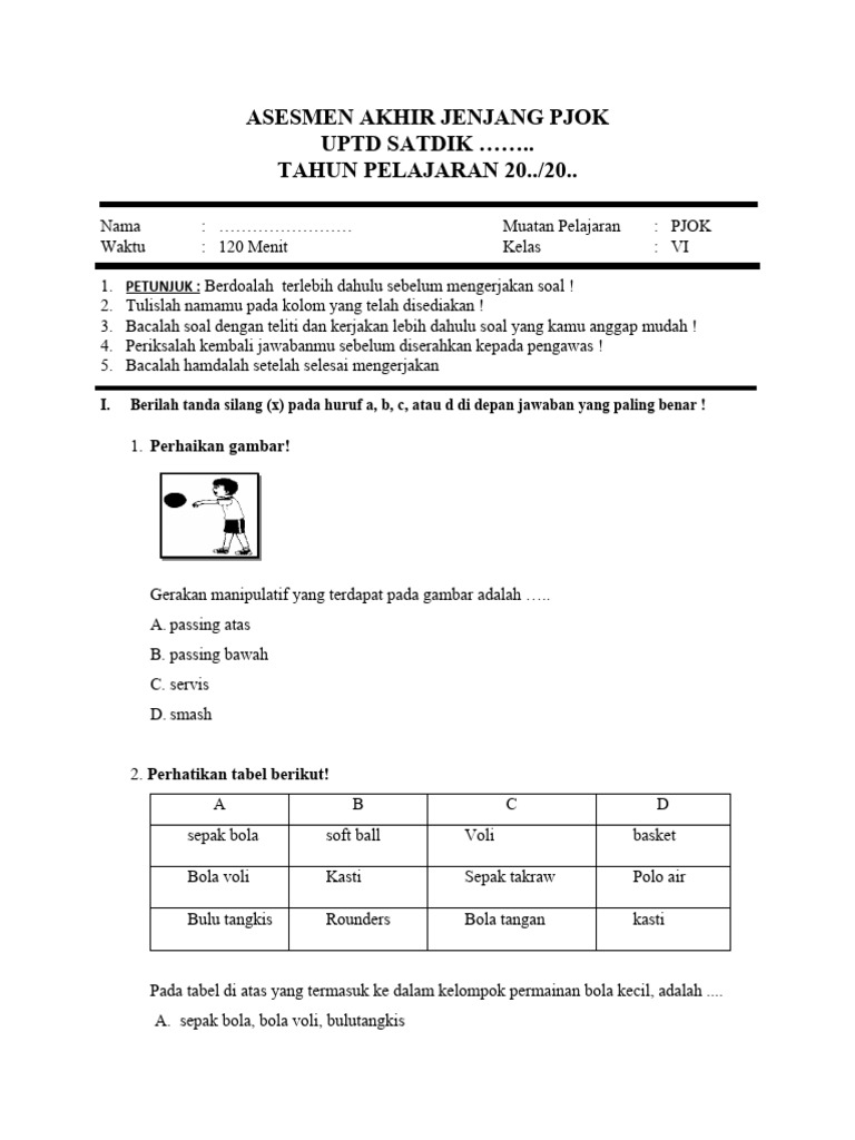 Soal Pjok Asaj 2024 | PDF