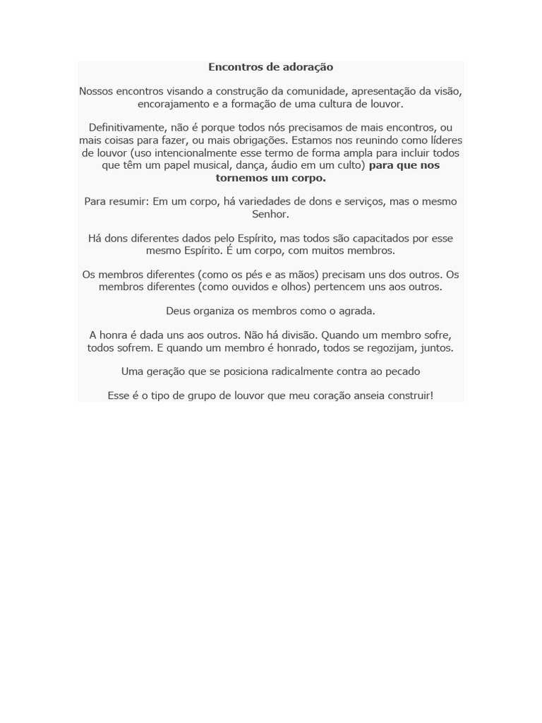 Construindo uma Cultura de Louvor | PDF