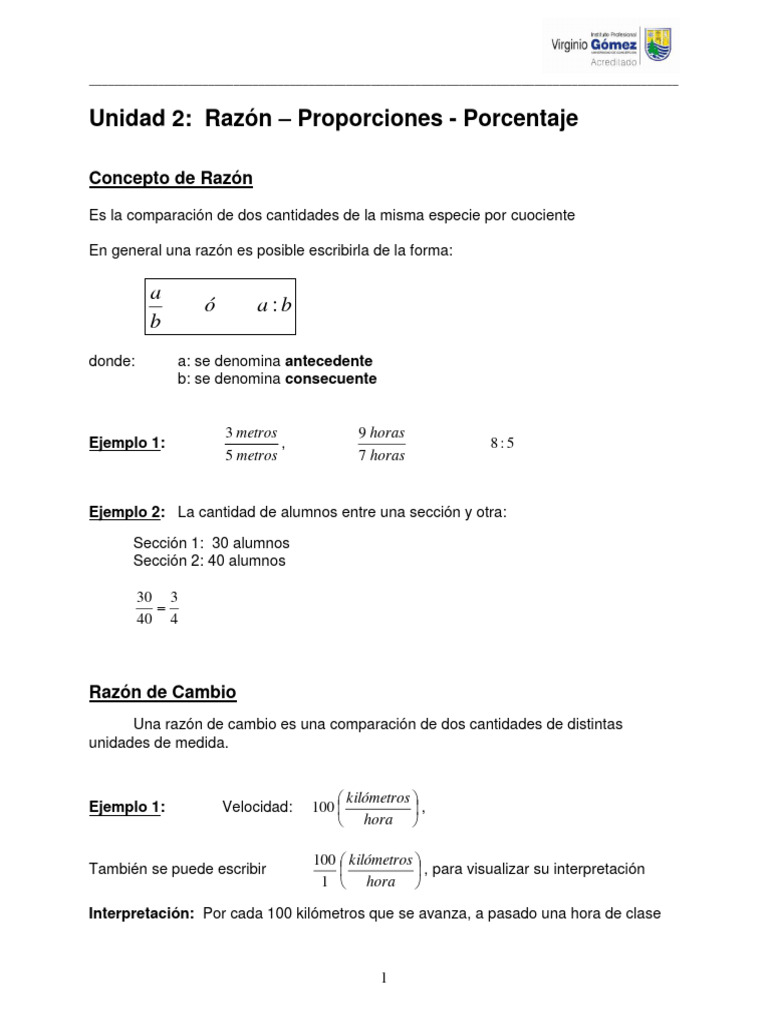Proporciones y Porcentajes | PDF | Matemáticas