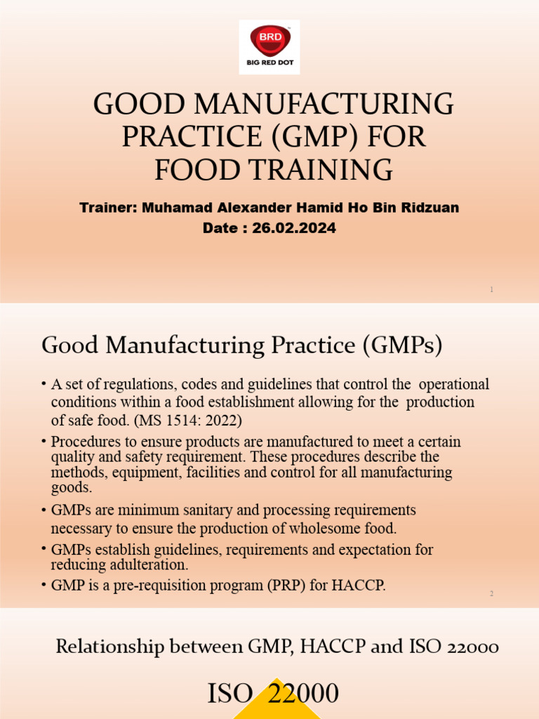 Good Manufacturing Practice (GMP) For Food | PDF | Pest Control ...