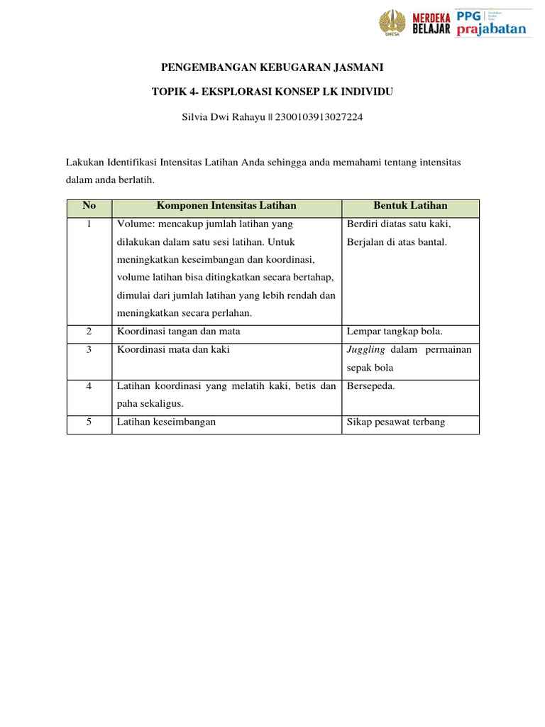 T4 - Eksplorasi Konsep LK Individu - Silvia Dwi Rahyu | PDF | Karier & Perkembangan