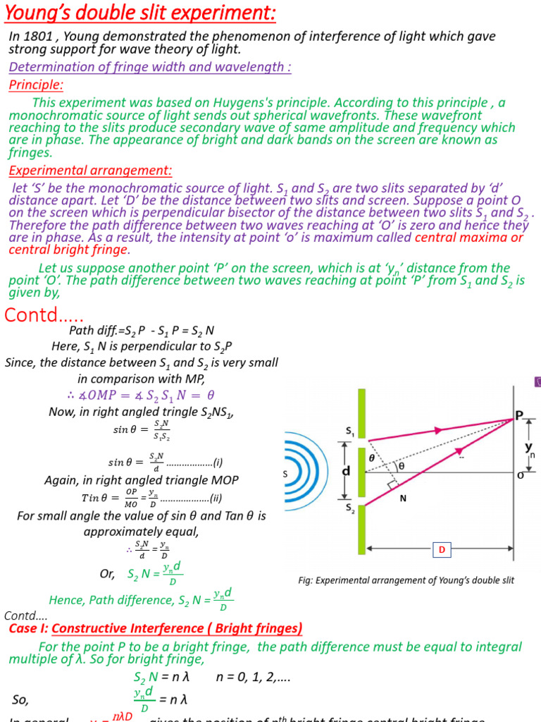 Youngs Double Slit Experiment | PDF | Diffraction | Refractive Index